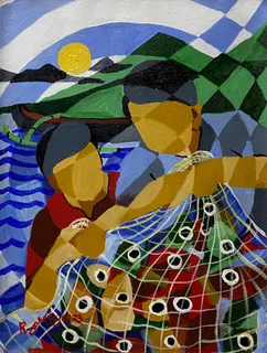 Jojo Q. Requina - Father and Son Fish Harvest - drybrush Gallery ...