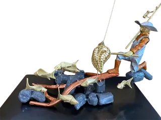 Glenmore Lawig - Fish Harvest Bingwit - drybrush Gallery - Philippine Art