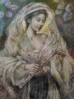 Lito Milan - Maiden with Flute - drybrush Gallery - Philippine Art