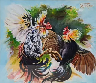 Macario "Jun" Roco - Scrimmage - drybrush Gallery - Philippine Art