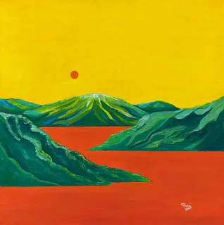 Nelson Basa - Emerald Rocky Mountain 3 - drybrush Gallery - Philippine Art