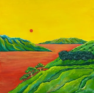 Nelson Basa - Emerald Rocky Mountain I - drybrush Gallery - Philippine Art